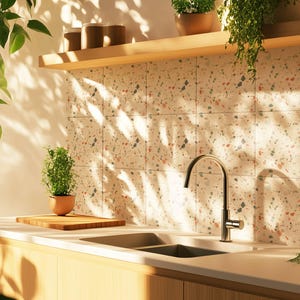 Terrazzo Peel & Stick Tile Sticker,kitchen Bathroom Backsplash ...