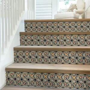 Jumbled Moroccan Tile Pattern,stair Riser Stickers,peel and Stick Stair ...