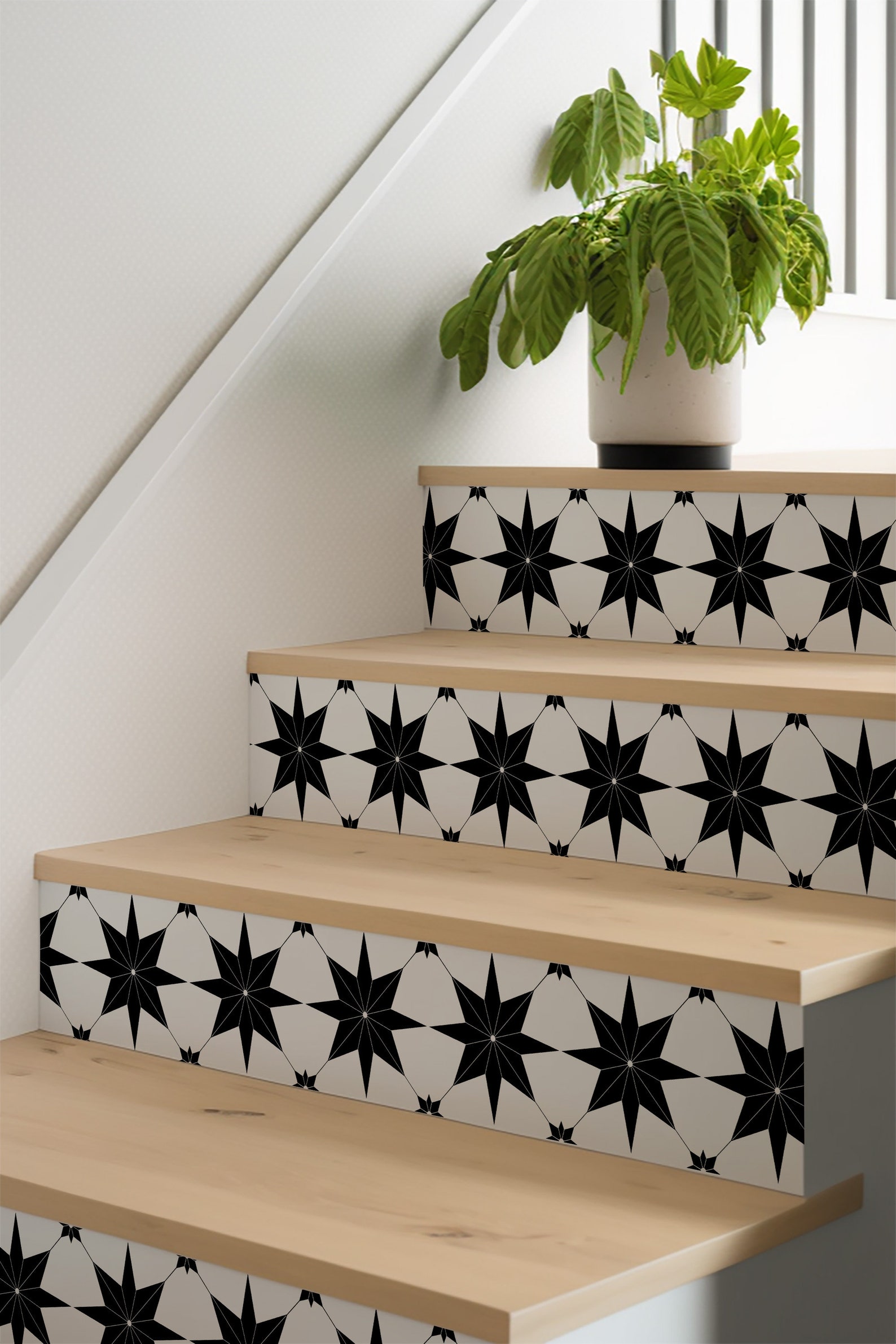 Boho Star Tile Stair Sticker, Peel and Stick Stair Riser, Vinyl Strip ...