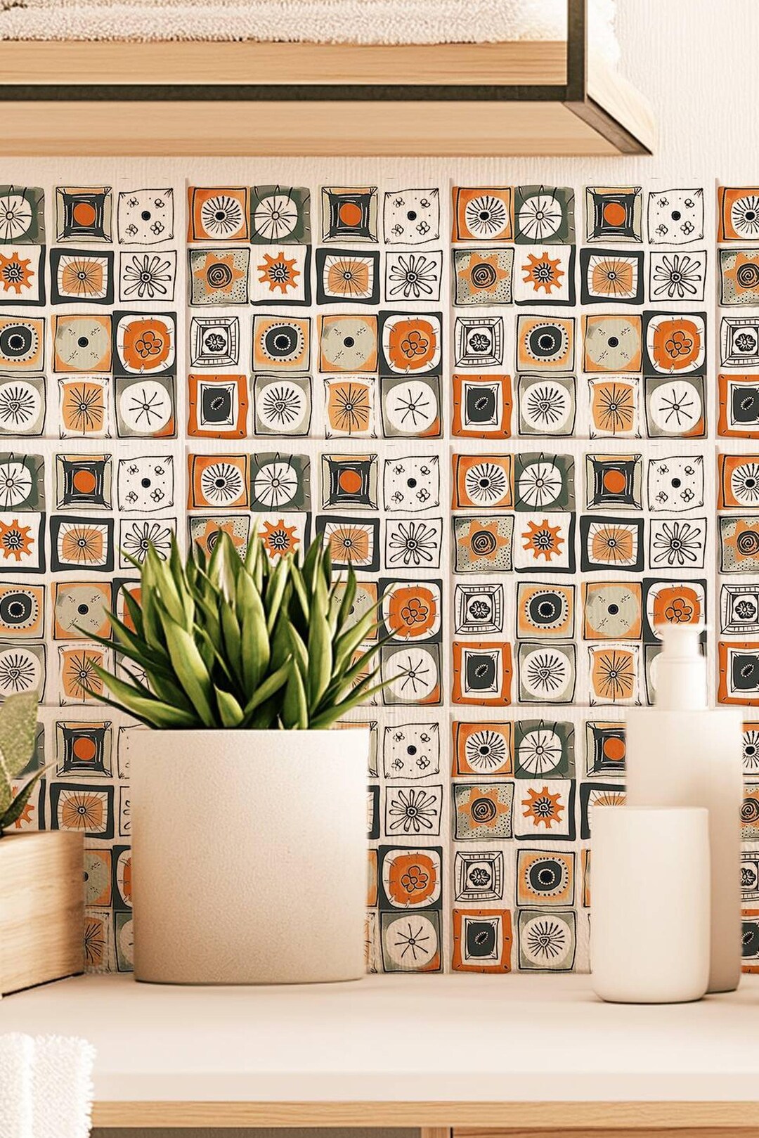 Vintage Crochet Squares Peel & Stick Tile Sticker,kitchen Bathroom ...