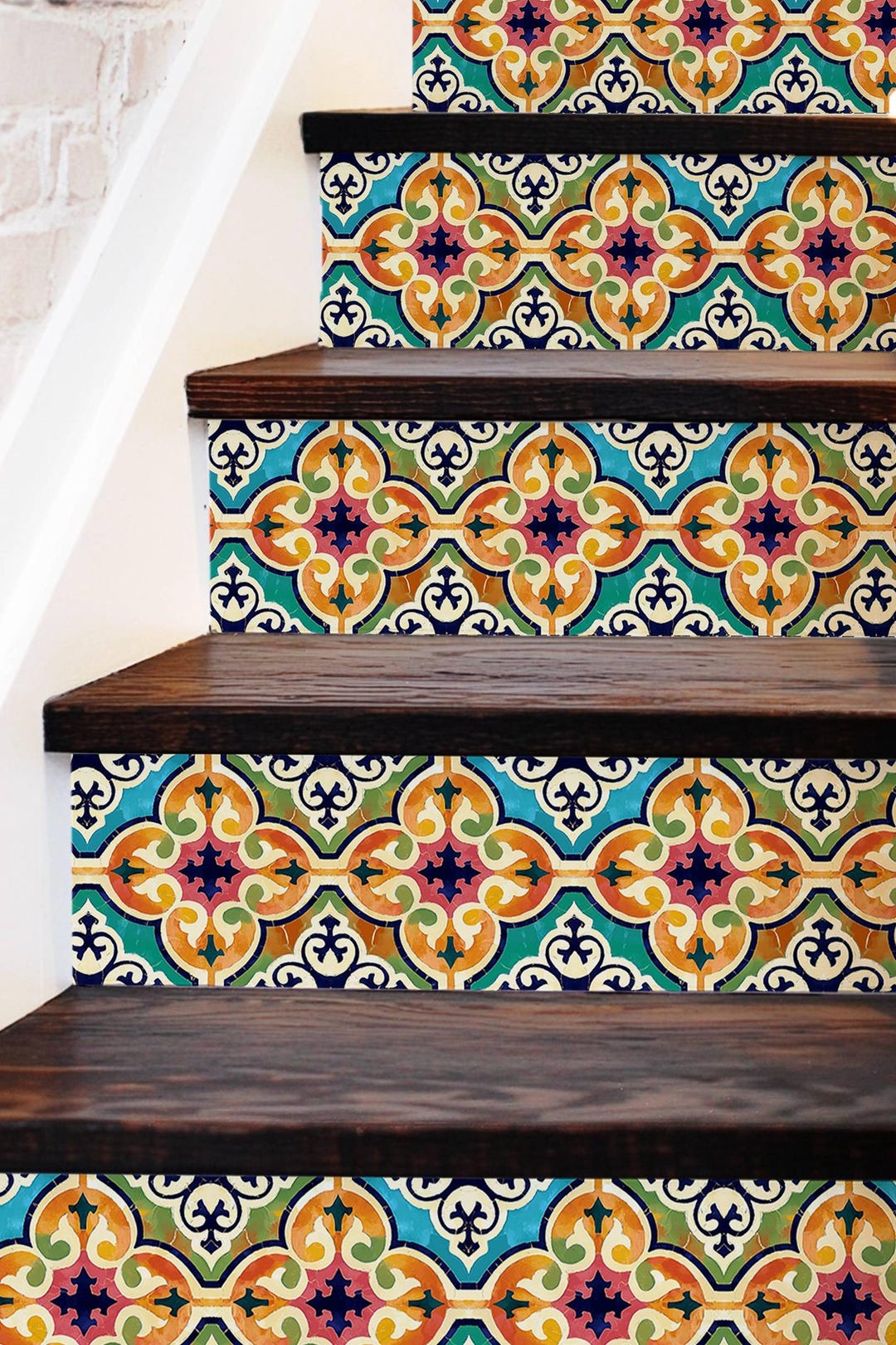 Moroccan Tile Pattern,stair Riser Stickers,peel and Stick Stair Riser ...