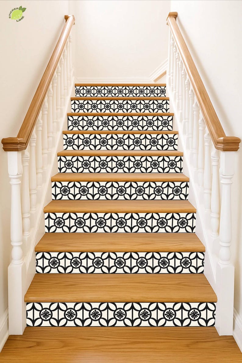 Scandi Cross Pattern,stair Riser Stickers,peel and Stick Stair Riser ...