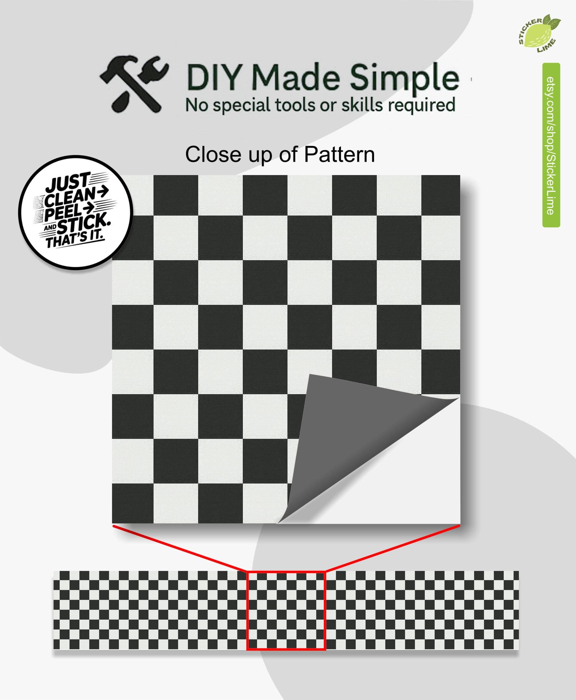 Checker Board Pattern, Stair Riser Stickers – Peel & Stick Vinyl Strips ...