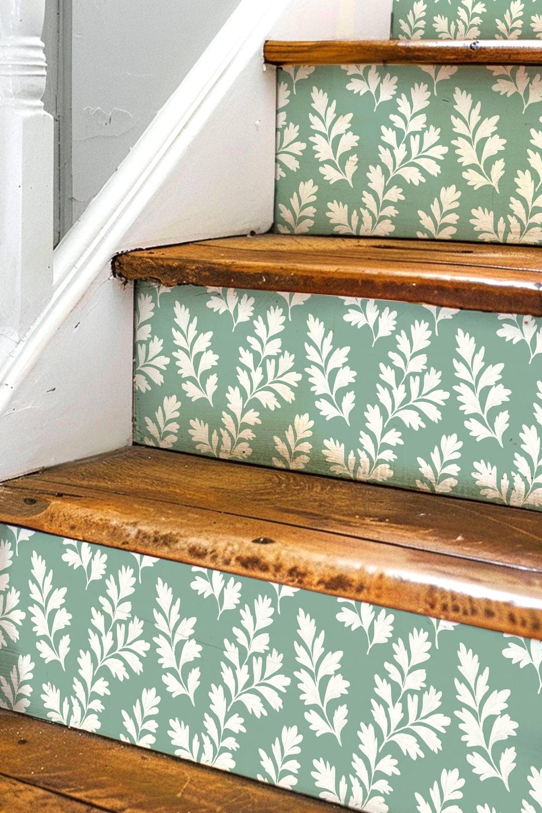Botanical Oak Linen Weave Pattern, Stair Riser Stickers – Peel & Stick ...