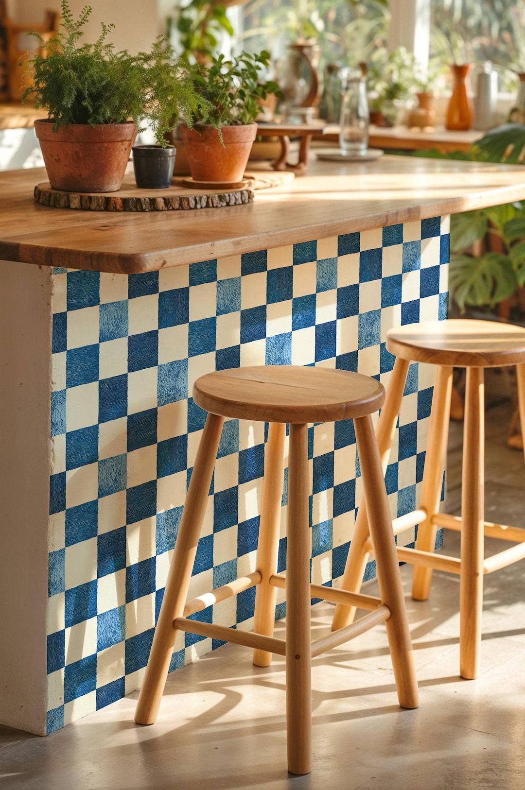 Big Gingham Pattern Tile Decals – Removable Peel & Stick Wall Stickers ...