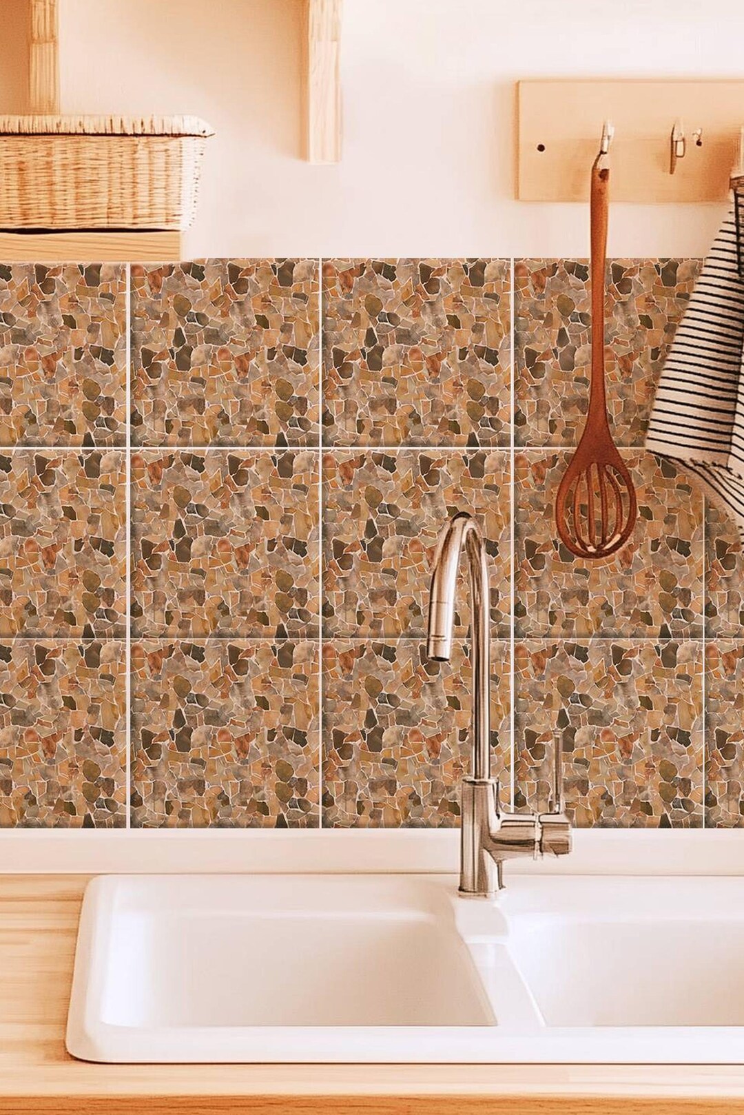 Natural Stone Look Peel & Stick Tile Sticker,kitchen Bathroom ...