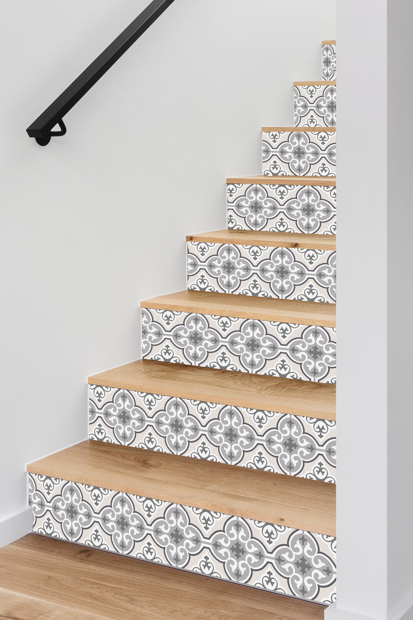 Grey Moroccan Tile Stair Sticker B Peel and Stick Stair | Etsy