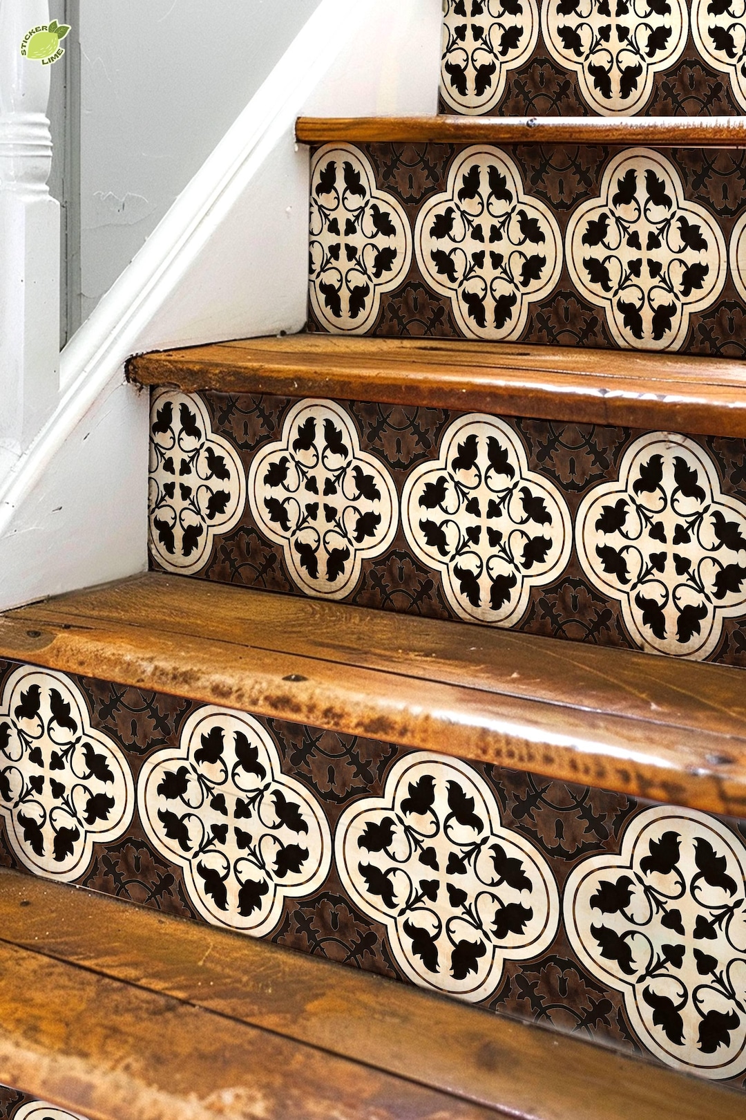 Moroccan Tile Pattern, Stair Riser Stickers, Peel and Stick Stair Riser ...
