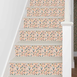 Herringbone Boho Pattern, Peel and Stick Stair Riser, Vinyl Strip Self ...