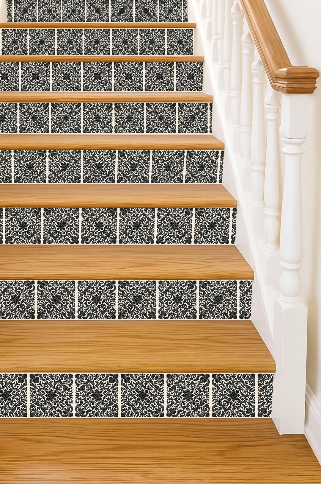 Rich Rococo Pattern,stair Riser Stickers,peel and Stick Stair Riser ...