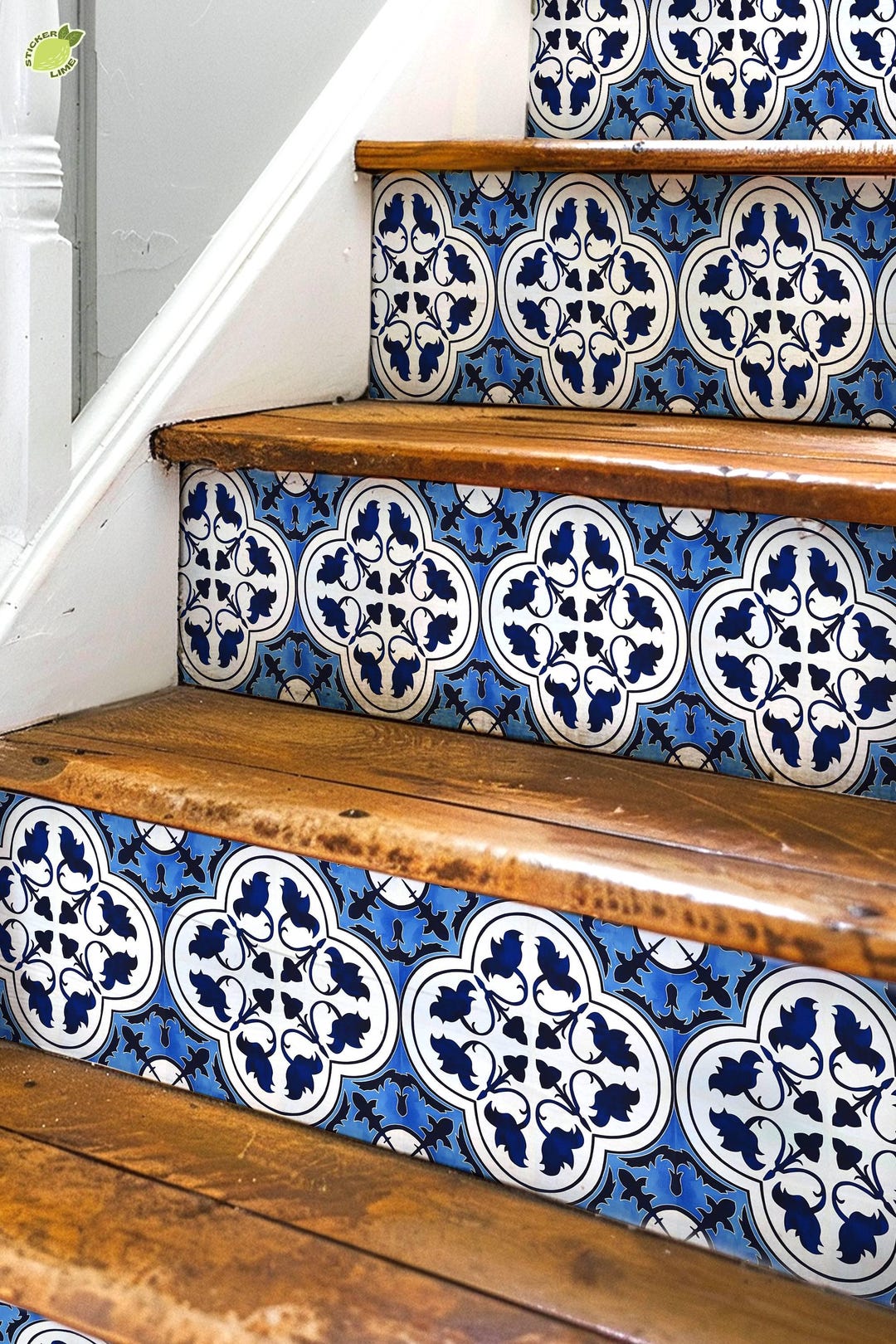 Moroccan Tile Pattern, Stair Riser Stickers, Peel and Stick Stair Riser ...