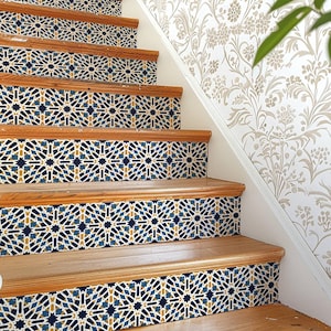Moroccan Tile Pattern,stair Riser Stickers,peel and Stick Stair Riser ...
