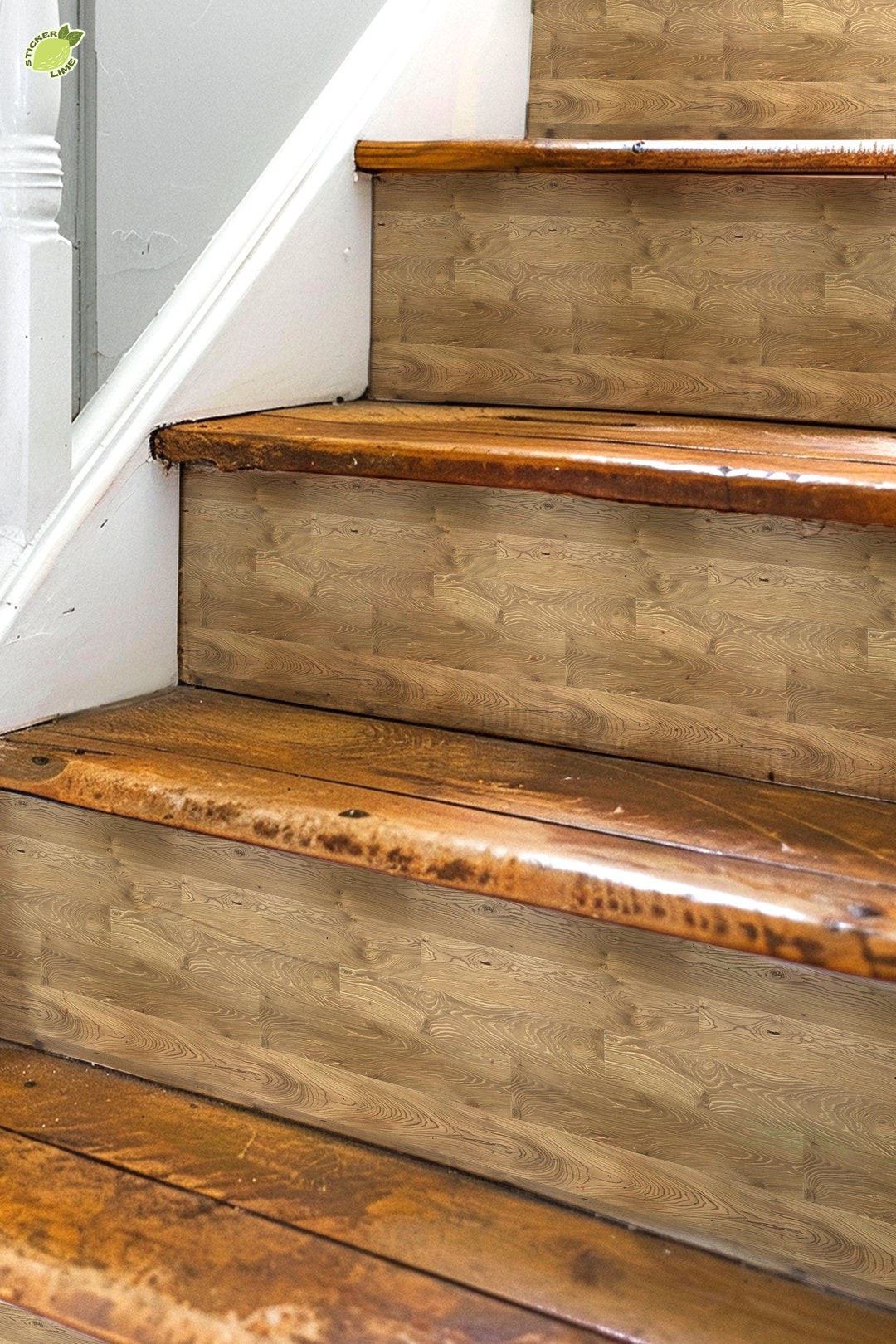 Brushed Oak Pattern,stair Riser Stickers,peel and Stick Stair Riser ...