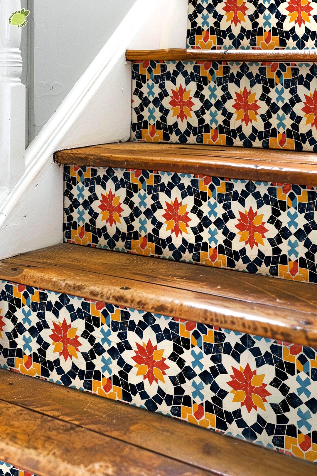 Moroccan Tile Pattern,stair Riser Stickers,peel and Stick Stair Riser ...