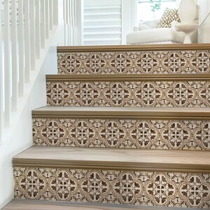 Moroccan Tile Pattern, Stair Riser Stickers, Peel and Stick Stair Riser ...