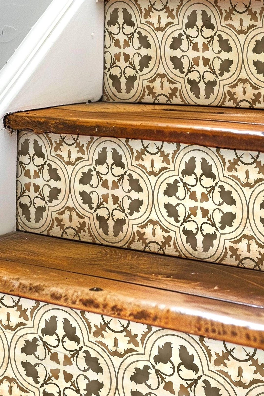 Moroccan Tile Pattern, Stair Riser Stickers, Peel and Stick Stair Riser ...
