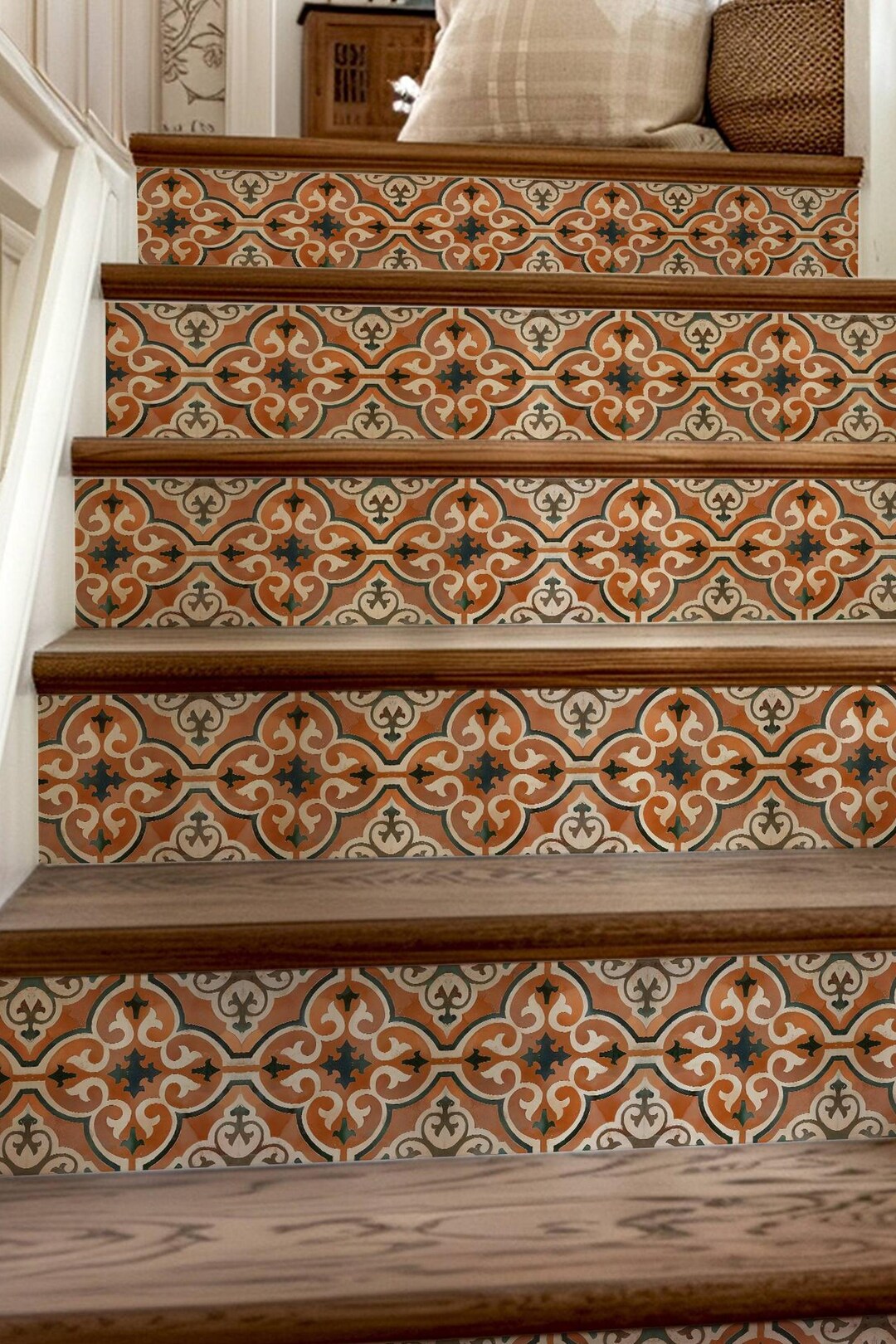 Moroccan Tile Pattern,stair Riser Stickers,peel and Stick Stair Riser ...