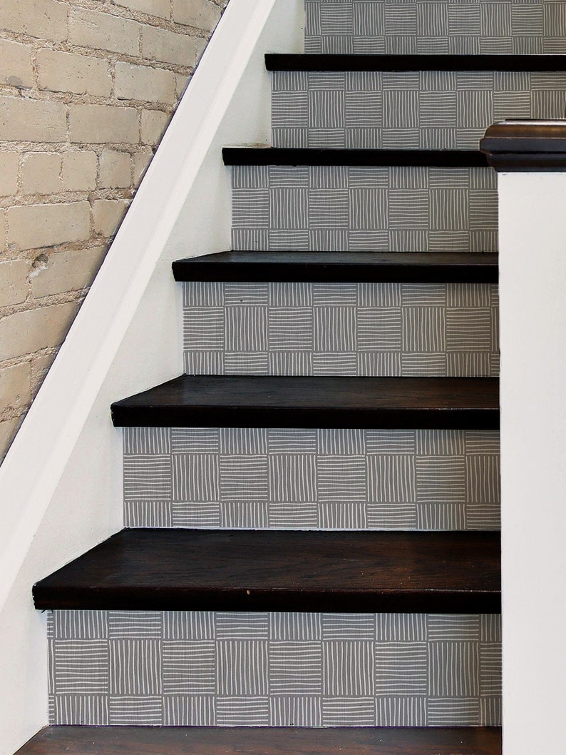 Woven Look Tiled Lines Peel and Stick Stair Riser Vinyl - Etsy