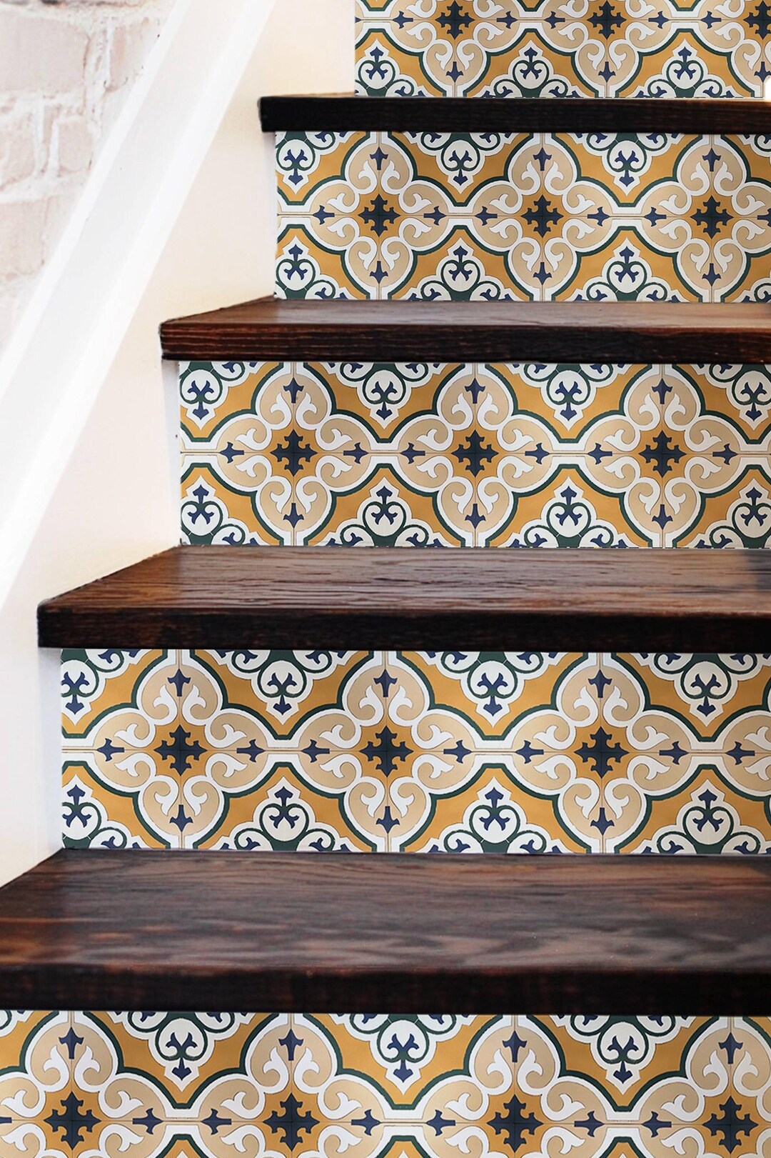 Moroccan Tile Pattern,stair Riser Stickers,peel and Stick Stair Riser ...