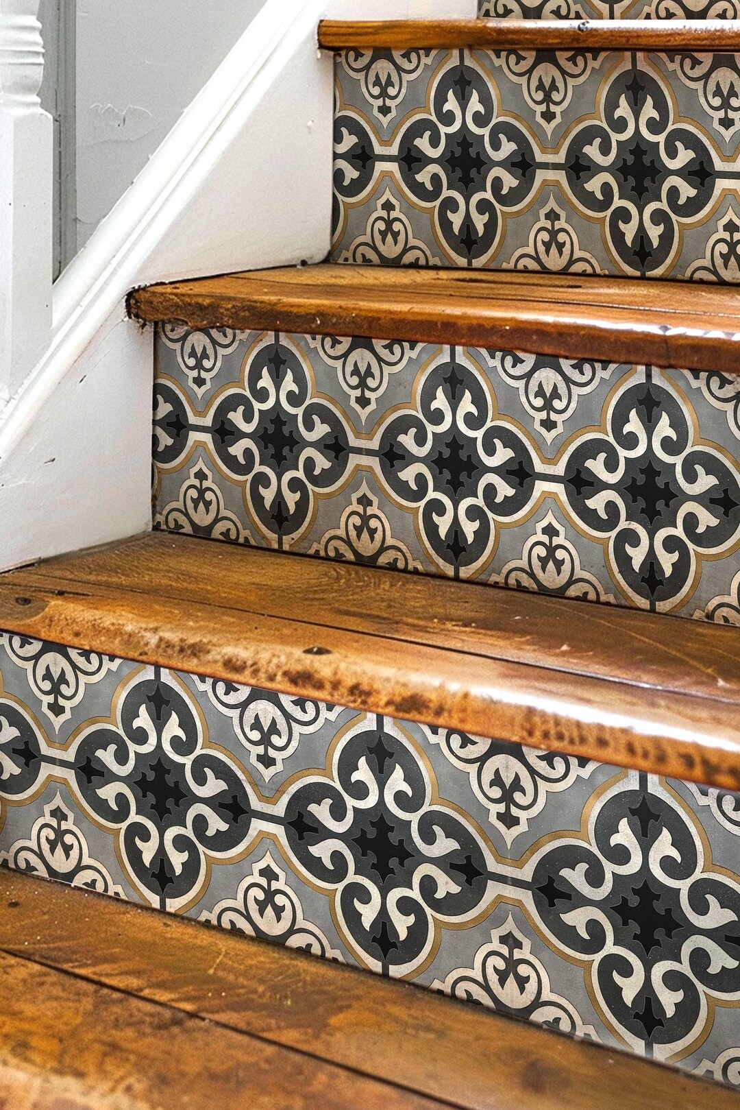 Moroccan Tile Pattern,stair Riser Stickers,peel and Stick Stair Riser ...