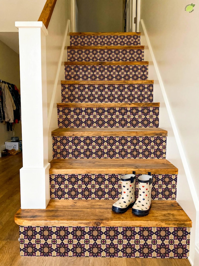 Bohemian Moroccan Floral Motif Design Pattern,stair Riser Stickers,peel ...