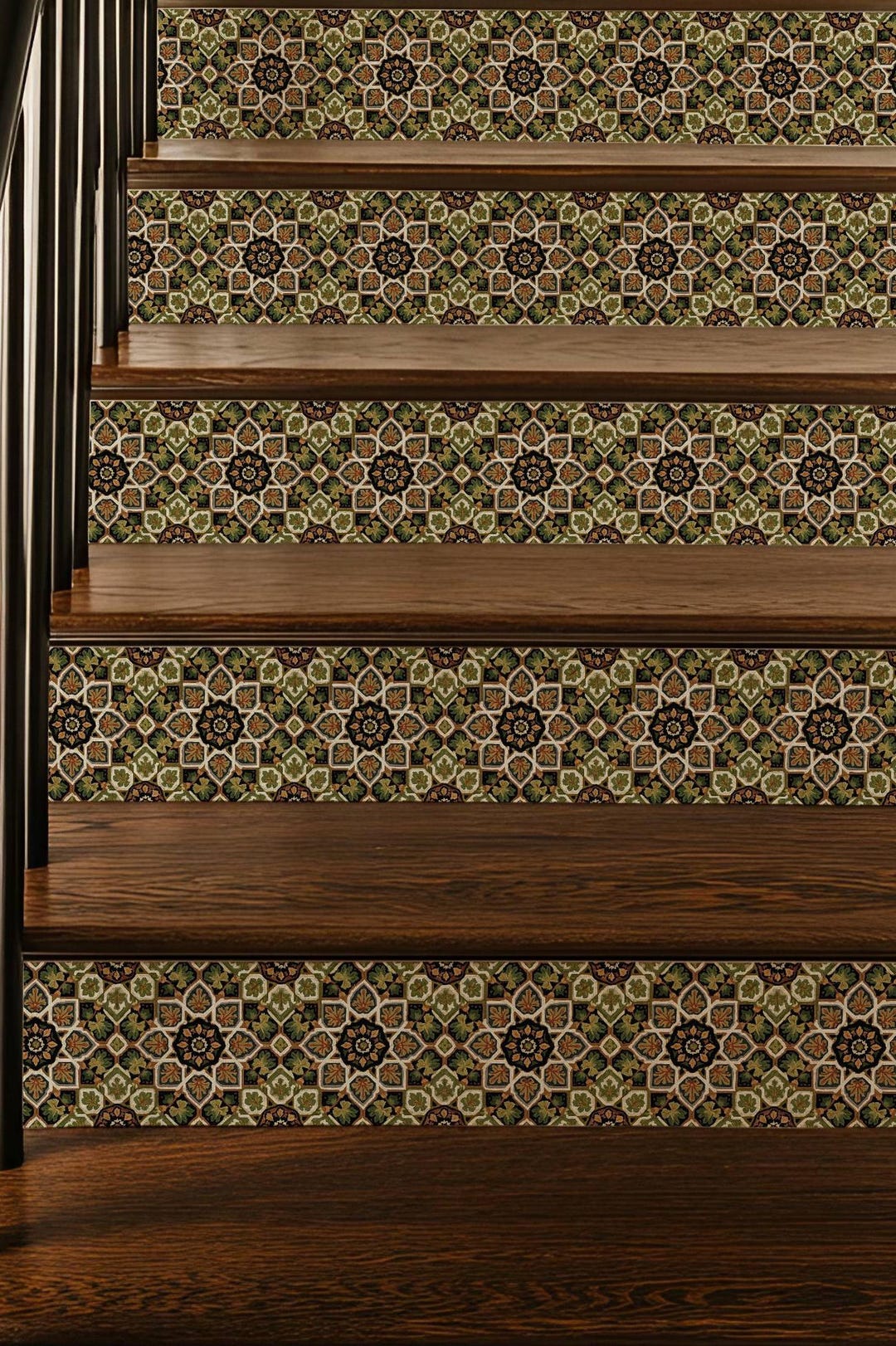 Artisanal Botanical Geometric Symmetry Design Pattern,stair Riser ...