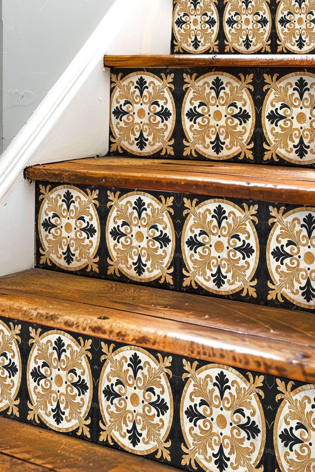 Rococo Acanthus Pattern,stair Riser Stickers,peel and Stick Stair Riser ...