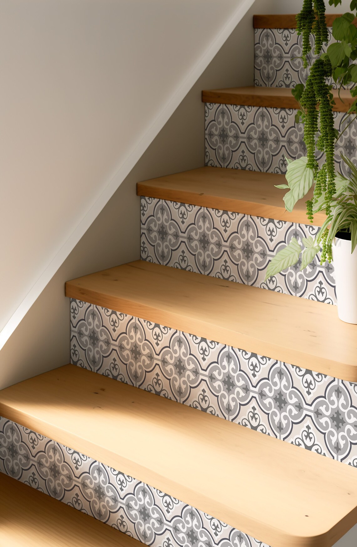 Grey Moroccan Tile Stair Sticker B Peel and Stick Stair - Etsy