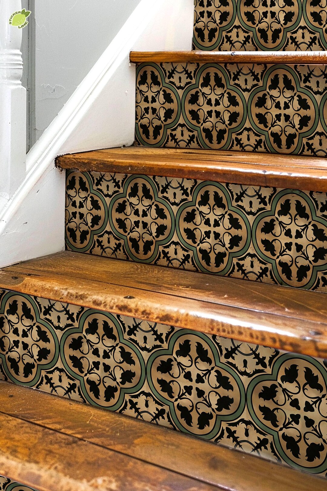 Moroccan Tile Pattern, Stair Riser Stickers, Peel and Stick Stair Riser ...