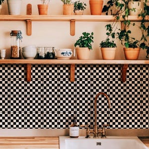 Checkerboard Tile Flooring Peel & Stick Tile Sticker,kitchen Bathroom ...