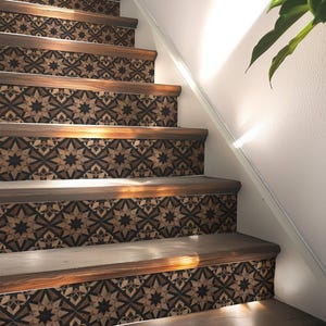 Rustic Moroccan Tile Pattern, Stair Riser Stickers,peel and Stick Stair ...