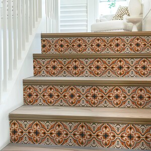 Moroccan Tile Pattern,stair Riser Stickers,peel and Stick Stair Riser ...