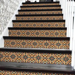 Jumbled Moroccan Tile Pattern,stair Riser Stickers,peel and Stick Stair ...