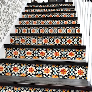 Moroccan Tile Pattern,stair Riser Stickers,peel and Stick Stair Riser ...