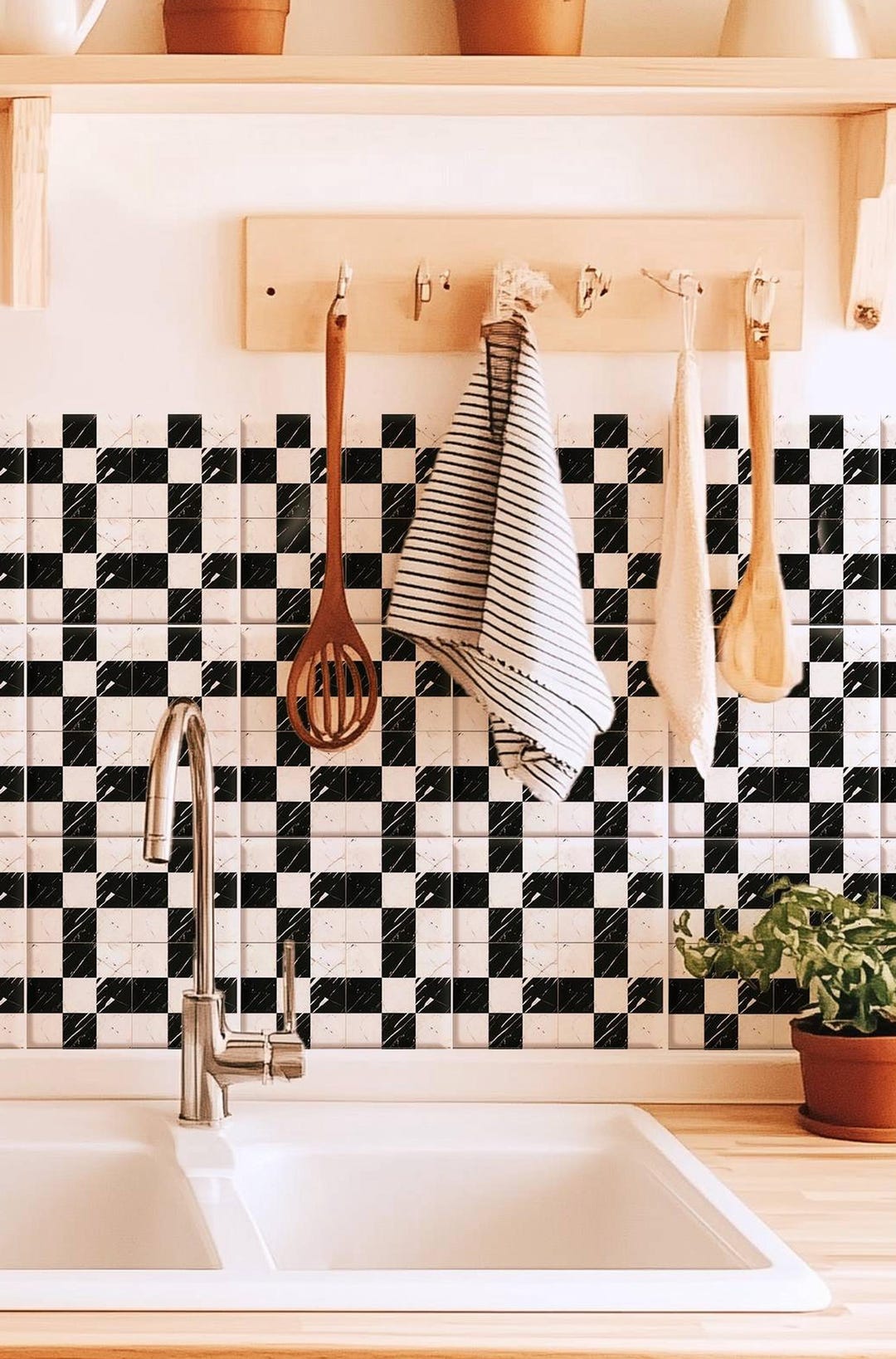 Checkerboard Tile Flooring Peel & Stick Tile Sticker,kitchen Bathroom ...