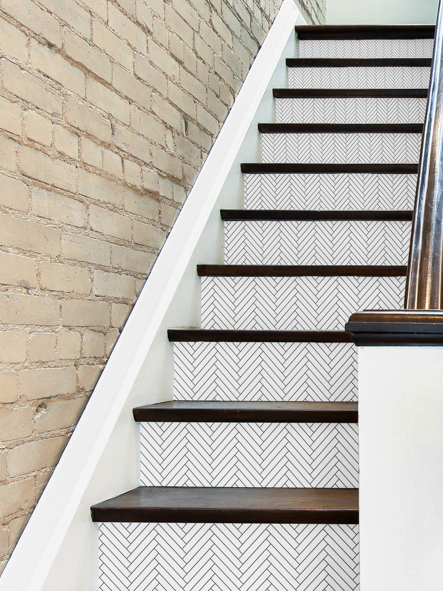 Herringbone Stair Sticker Peel and Stick Stair Riser Vinyl - Etsy