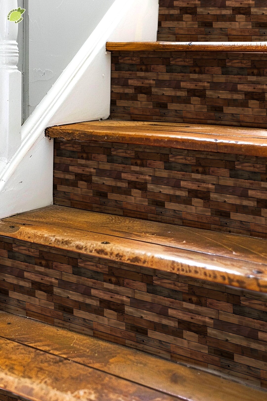 Stained Oak Pattern,stair Riser Stickers,peel and Stick Stair Riser ...