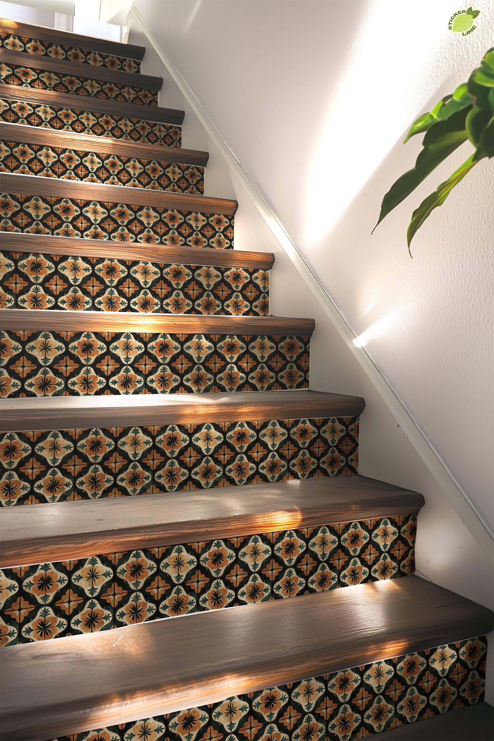 Moroccan Tile Pattern, Stair Riser Stickers, Peel and Stick Stair Riser ...