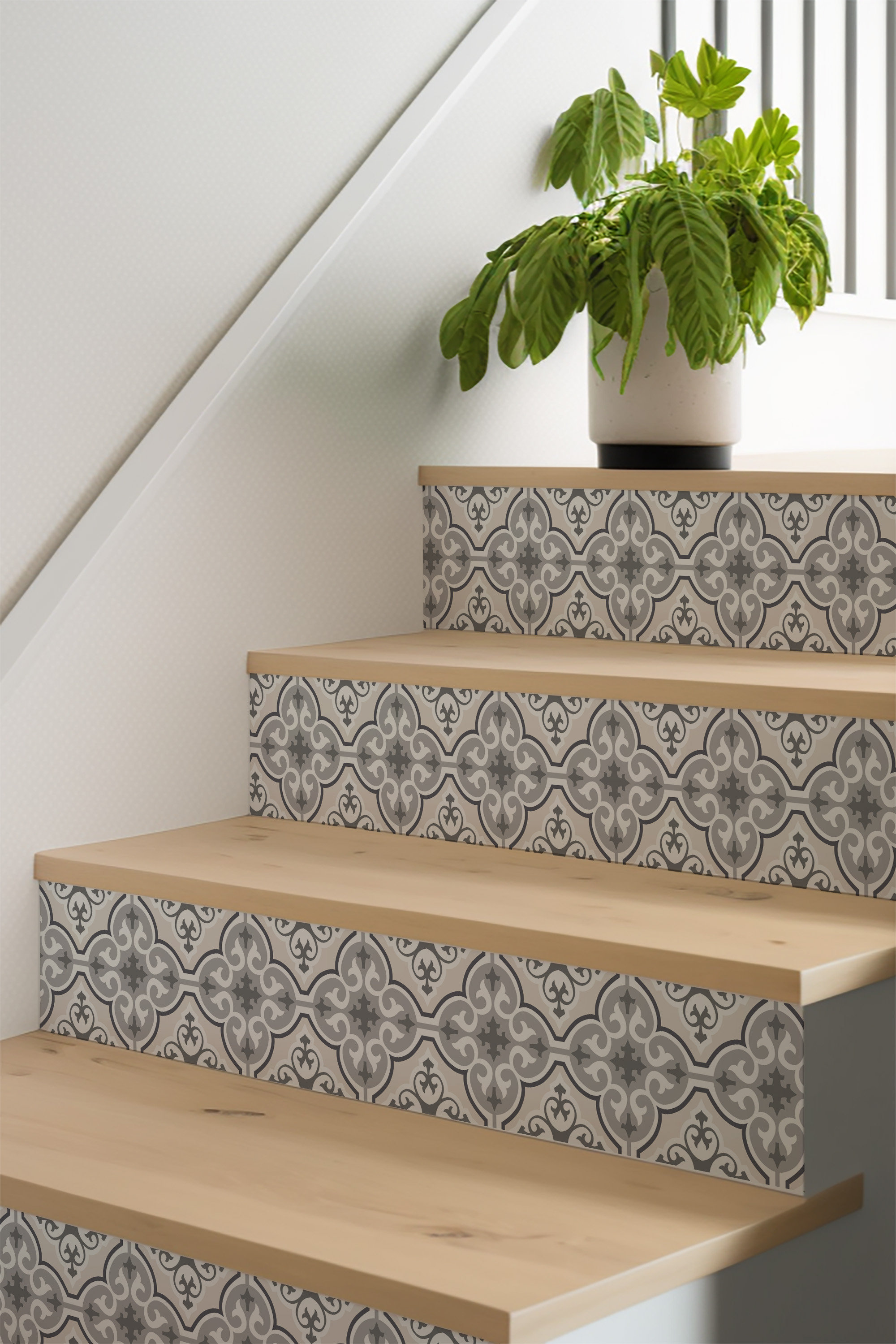 Grey Moroccan Tile Stair Sticker B Peel and Stick Stair - Etsy