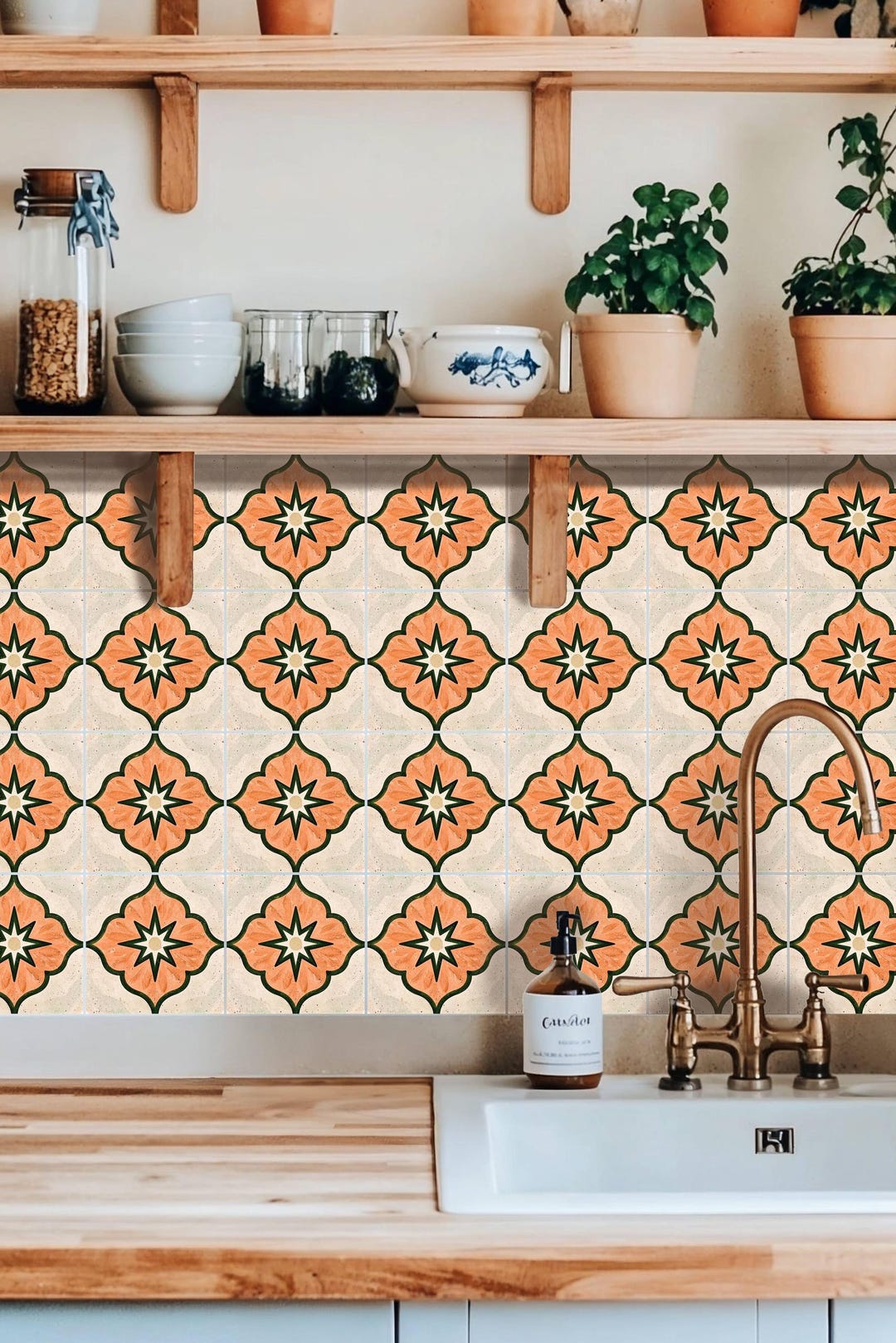 Geo Burst Pattern,peel & Stick Tile Sticker,kitchen Bathroom Backsplash ...