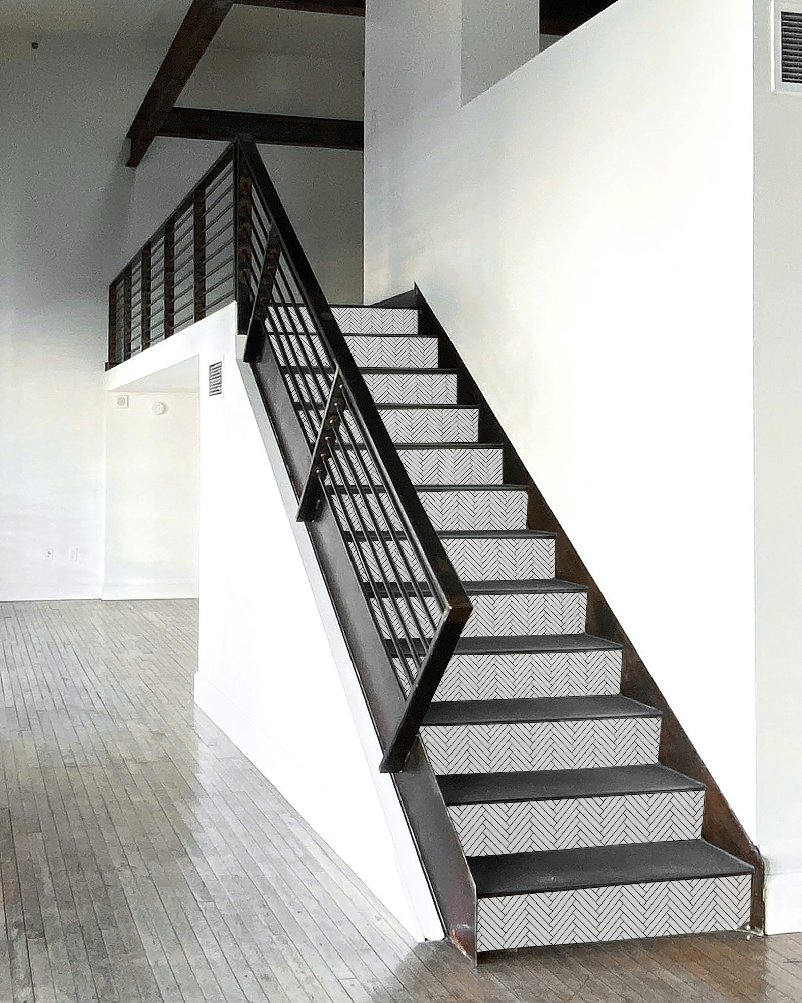 Herringbone Stair Sticker, Peel and Stick Stair Riser, Vinyl Strip Self ...