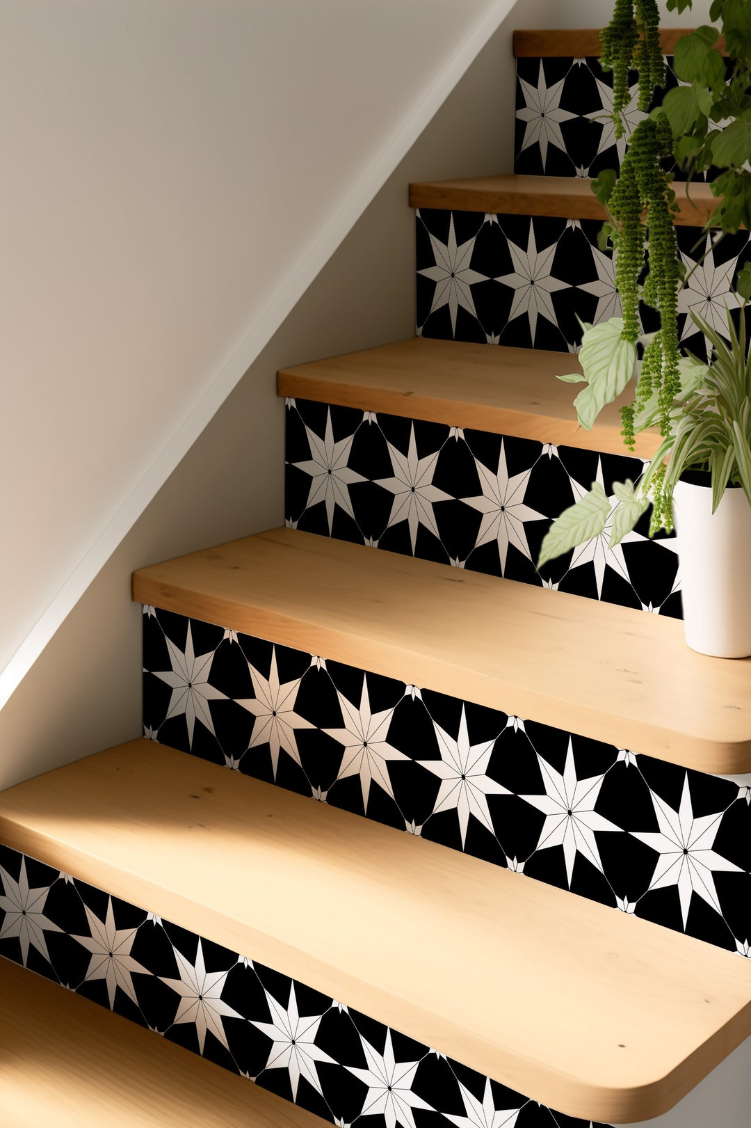 Boho Star Tile Stair Sticker Inverted, Peel and Stick Stair Riser ...