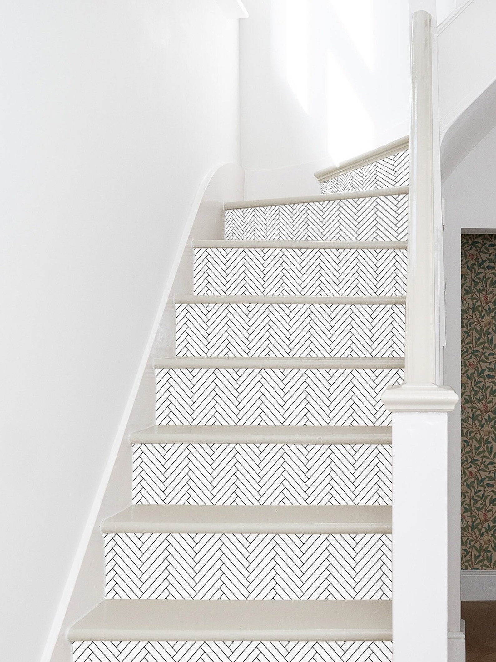 Herringbone Stair Sticker Peel and Stick Stair Riser Vinyl - Etsy
