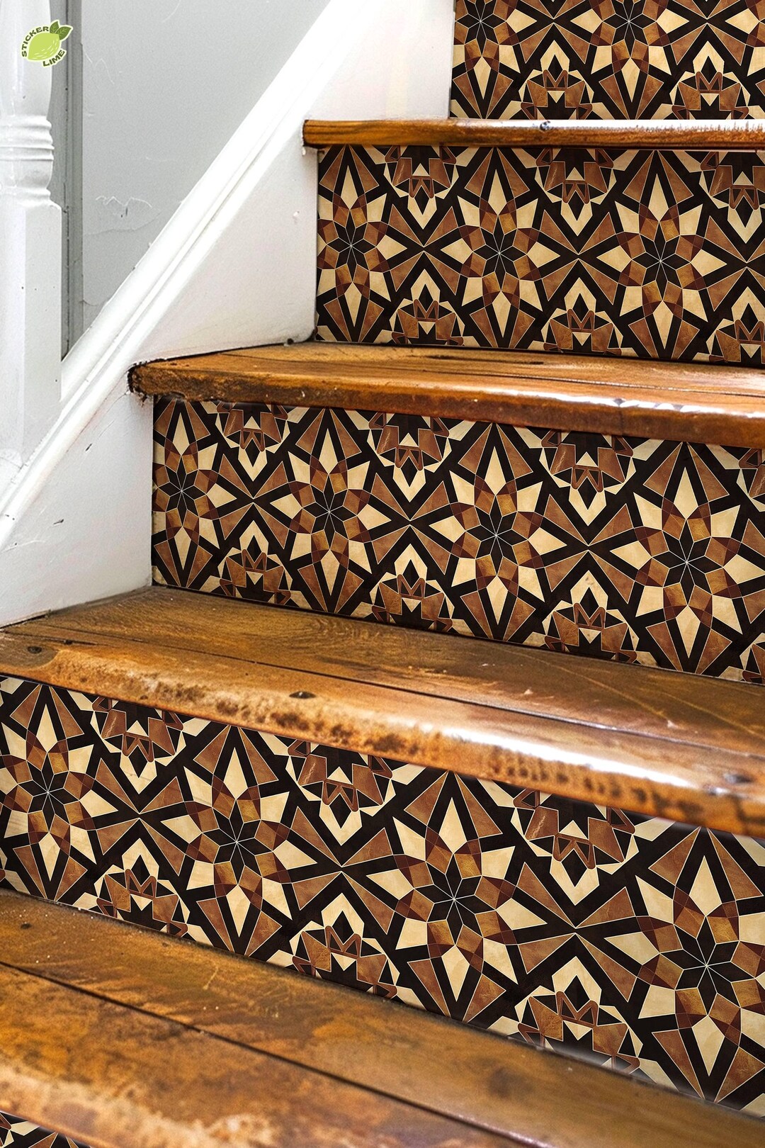 Rustic Moroccan Tile Pattern, Stair Riser Stickers,peel and Stick Stair ...