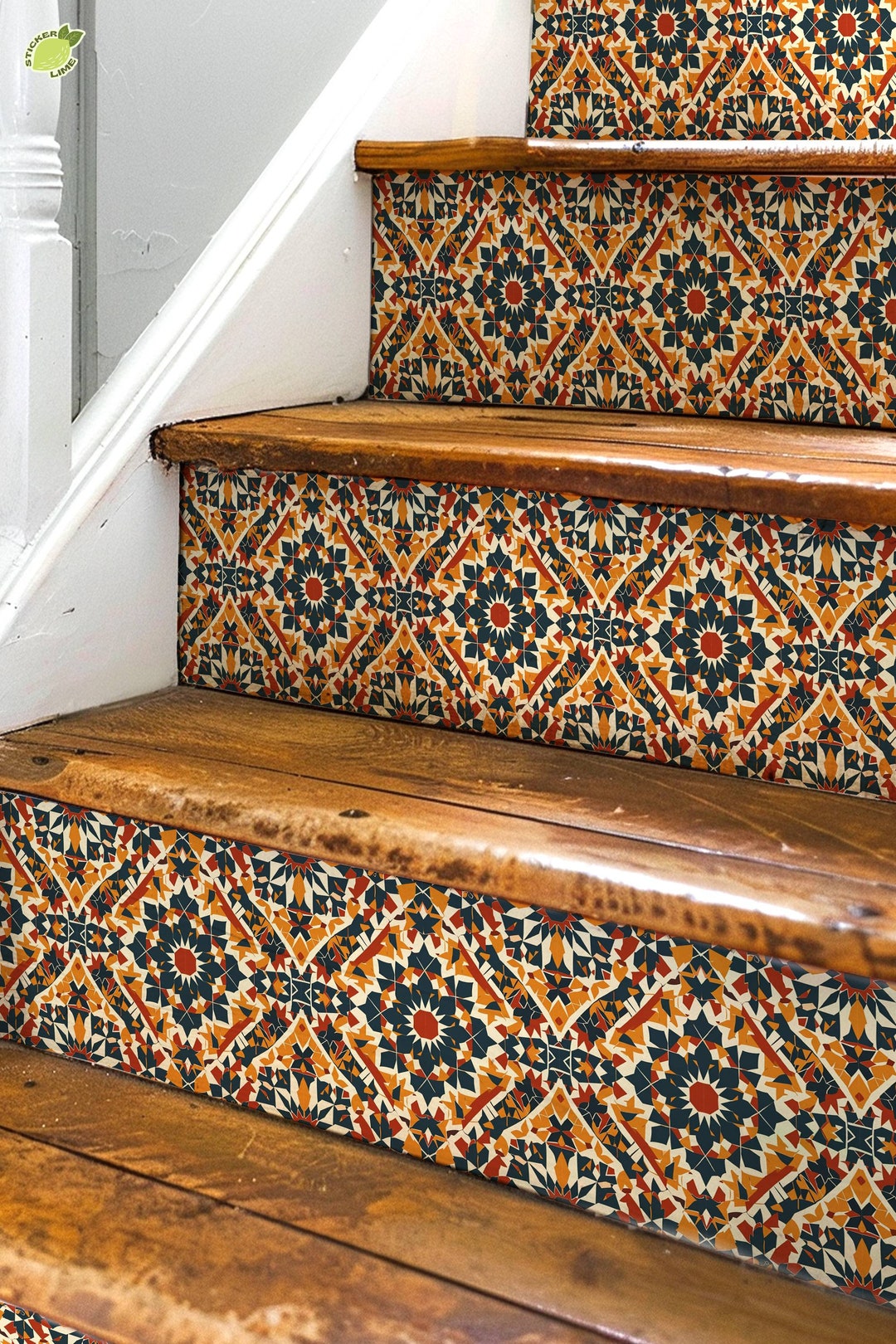 Jumbled Moroccan Tile Pattern,stair Riser Stickers,peel and Stick Stair ...