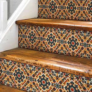 Jumbled Moroccan Tile Pattern,stair Riser Stickers,peel and Stick Stair ...