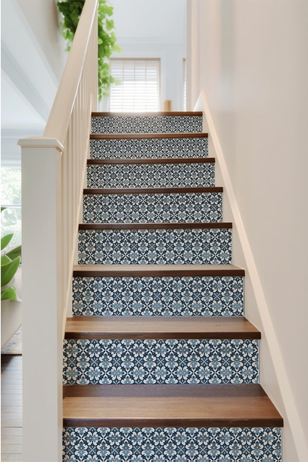 Blue Athens Tile,stair Riser Stickers,peel and Stick Stair Riser,vinyl ...