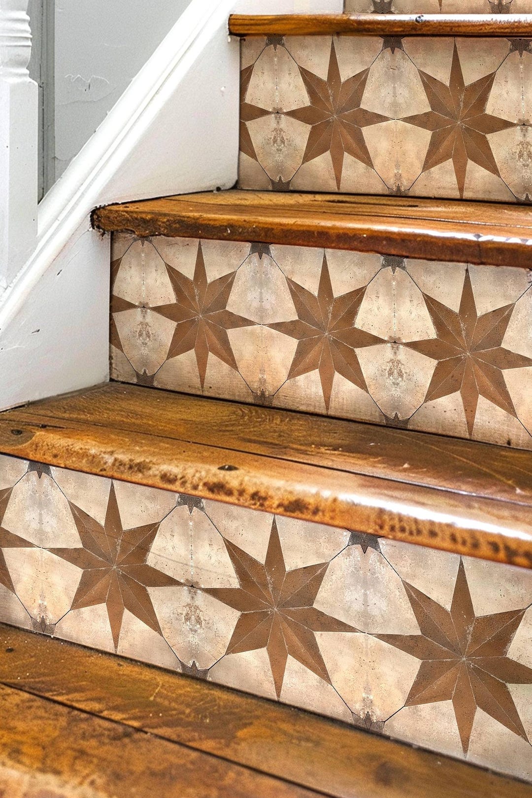 Boho Star Tile Pattern,stair Riser Stickers,peel and Stick Stair Riser ...