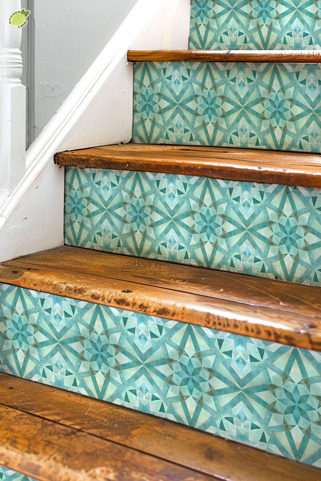 Rustic Moroccan Tile Pattern, Stair Riser Stickers,peel and Stick Stair ...