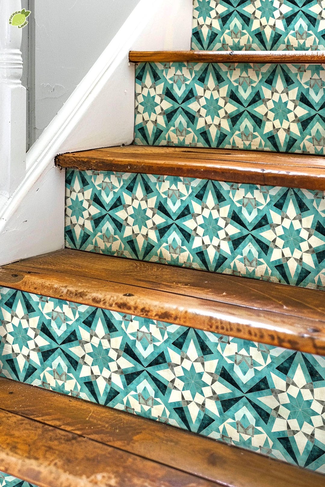Rustic Moroccan Tile Pattern, Stair Riser Stickers,peel and Stick Stair ...